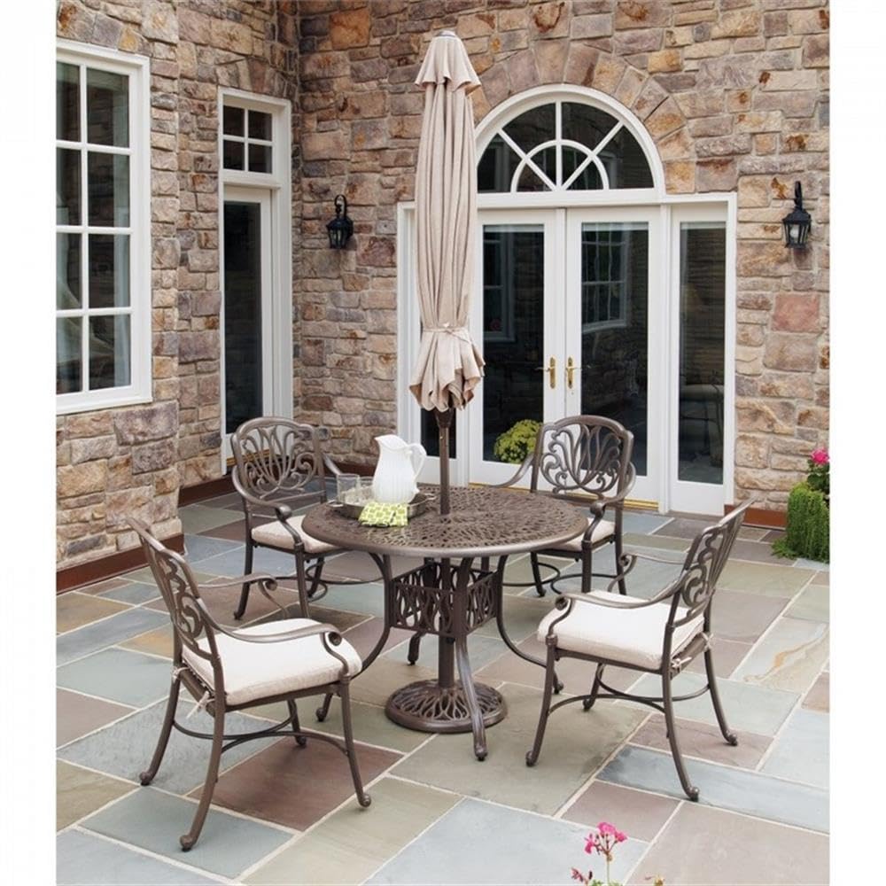 Homestyles 6659-328 5 Piece Outdoor Dining Set, 48" Table, Taupe