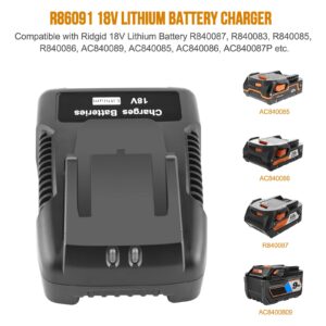 ADVTRONICS 18V R86092 Fast Charger for RIDGID 18V Battery R840083 R840085 R840086 R840087 AC840085 AC840086 AC840087P AC840089