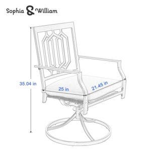 Sophia & William Outdoor Metal Swivel Chairs Set of 2 Patio Dining Rocker Chair with Cushion Furniture Set for Garden Backyard Bistro, 300 lbs