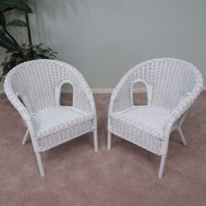 real authentic white rattan & wicker stacking chair for kid children (set of 2)