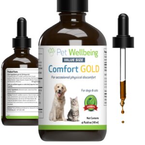 pet wellbeing comfort gold for dogs - supports canine physical comfort, healthy circulation, corydalis, turmeric - veterinarian-formulated herbal supplement 4 oz (118 ml)