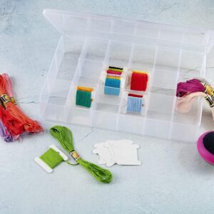 BULK PARADISE Embroidery Floss Organizer Box with 50 Cardboard Bobbins - 17 Compartments Clear embroidery thread organizer box, Snap-Tight Clear Sewing Organizer - Jewelry Bead Holder (Made in USA)