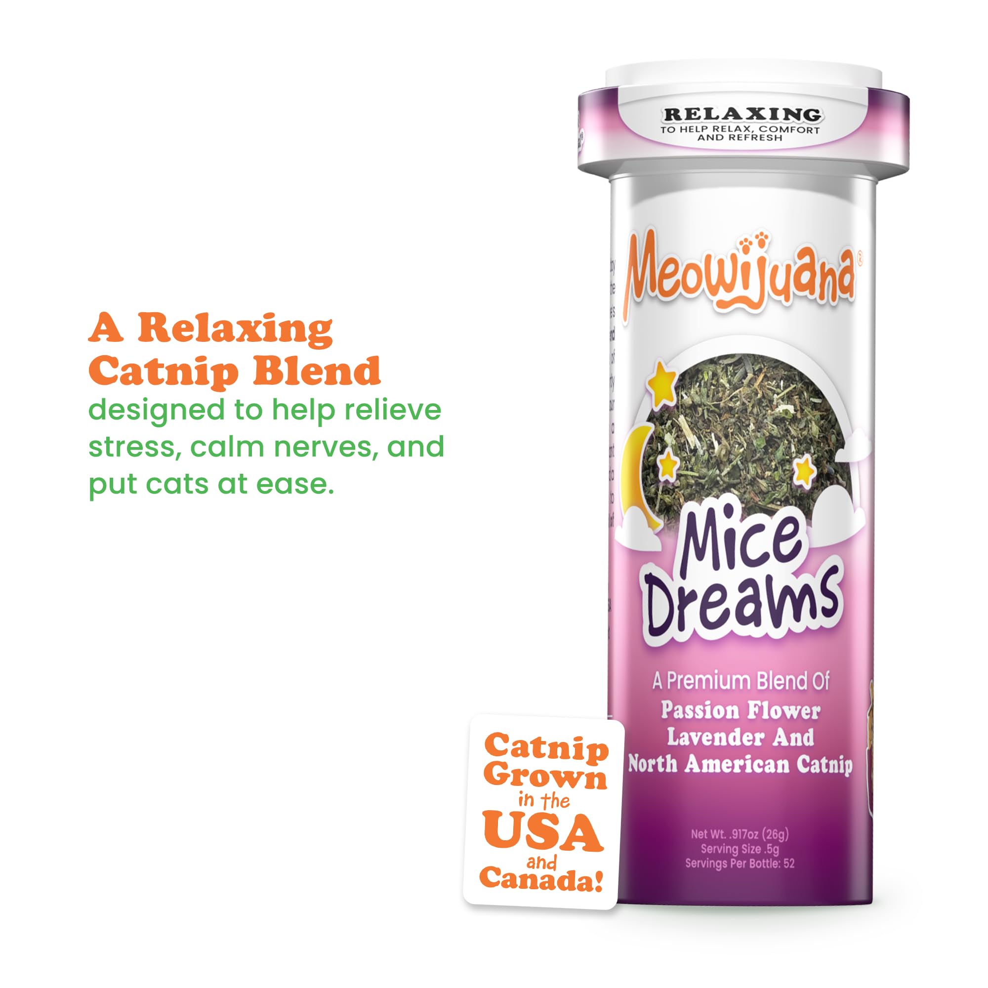 Meowijuana | Sleepy Time Bundle | Get Hung Refillable Moon and Stars Toy and Mice Dreams Catnip Blend| Promotes Play and Cat Health | Includes North American Organic Catnip