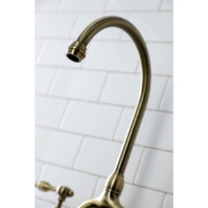 Kingston Brass KS7793TALBS Tudor Bridge Kitchen Faucet, Antique Brass, 13.88 x 7.75 x 16.81