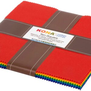 Kona Cotton Solids Bright Rainbow Ten Square 42 10-inch Squares Layer Cake Robert Kaufman TEN-655-42