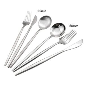 PILER 30-Piece Dinner Knife Fork Spoon Salad Fork Teaspoon Set, Stainless Steel Flatware, For 6 Bright Silver