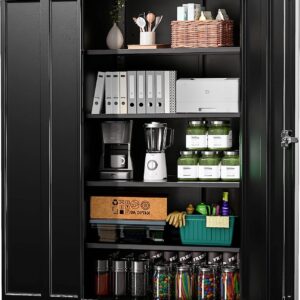 SUXXAN 72'' Metal Storage Cabinet,Large Space Lockable Steel Storage Cabinet with 4 Adjustable Shelves,Home Garage Office,Assembly Required