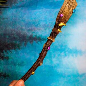 Ebros Hocus Pocus Stars and Moon Witch's Broom Magic Wand Cosplay Wands Witches Pagan Occult Decorative Magical Spells Sorcery Costume Prop Display Accessory