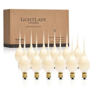 lightlady studio, silicone decorative light bulb, gold orange, 12 pk, 7 watts, low watt candelabra light bulbs, amber silicone light bulbs, dipped, night light bulb