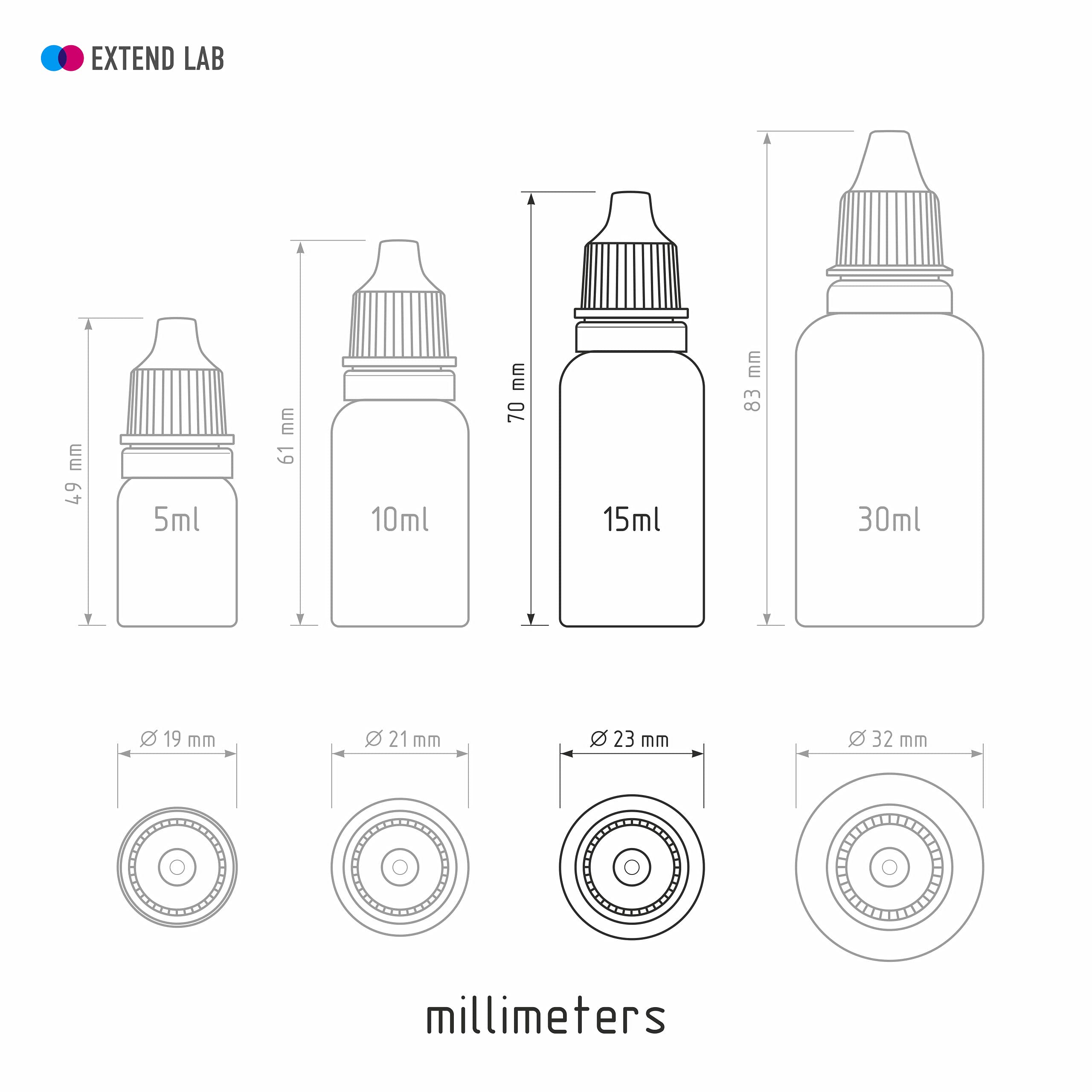 EXTEND LAB 10 PCS 15ml Plastic Dropper Bottle - Squeezable Eye Dropper Bottles - Refillable Mini Dropper Bottles with Srew Cap - Ideal for Essence, Oil