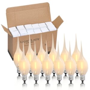 LightLady Studio, Silicone Dipped LED Candle Light Bulbs, Bright White, LED Silicone Candle Bulbs, 12 Pk, .7 Watts, Equivalent to 7 Watt Bulb, Candelabra LED Light Bulbs