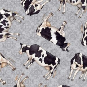 qt fabrics greener pastures by dan morris 28083 k grey cows bty