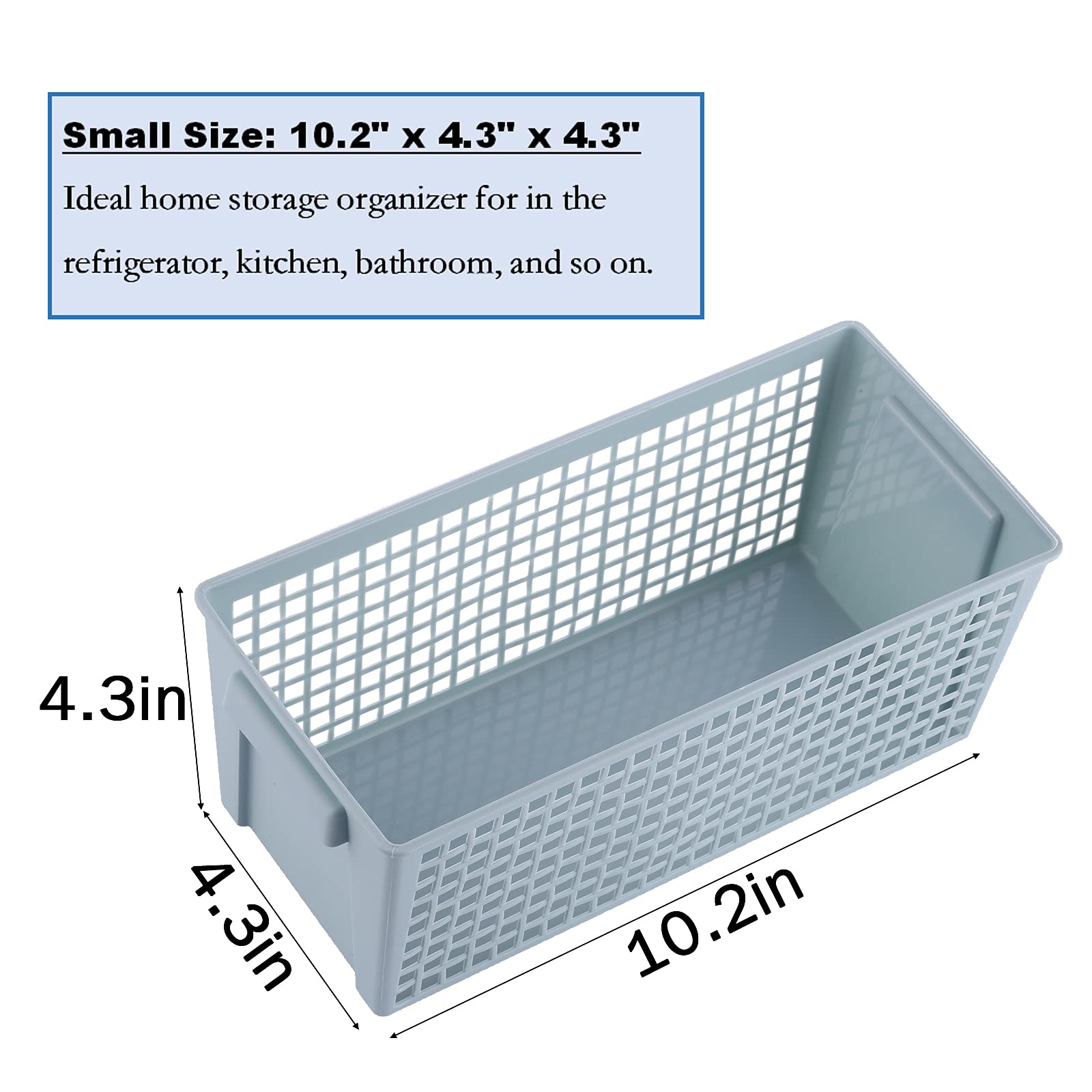 Awekris Plastic Storage Baskets, 6 Pack Small Pantry Organizer Bins Sturdy Storage Box Baskets for Home, Fridge, Freezer Organizer