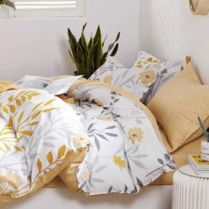 SLEEPBELLA Duvet Cover Set 600 Thread Count Cotton Bedding Set (Twin, Yellow)