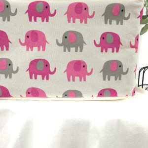 HUAYEE Elephant Print Rectangular Storage Bin Shelf Basket Canvas Fabric Toy Box,Waterproof Coating Nursery Hamper with Handles,Gift Basket for Home,Office,Clothes,Books(pink grey elephant)