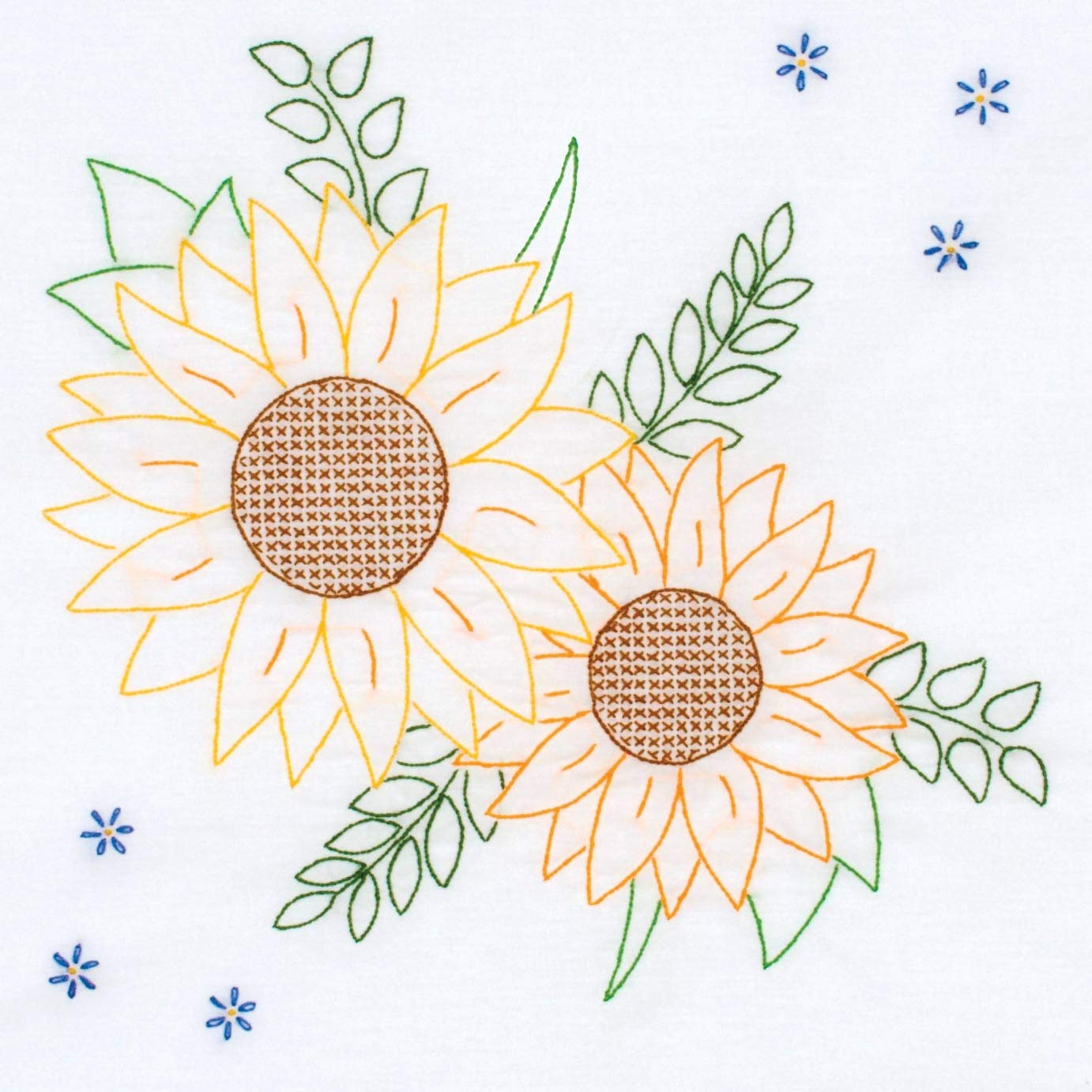 Jack Dempsey Golden Sunflowers Quilt Blocks, White