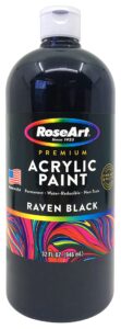 roseart acrylic paint raven black 32oz bottle, acrylic paint for school projects, arts & crafts, drawing & painting