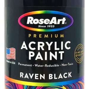 RoseArt Acrylic Paint Raven Black 32oz Bottle, Acrylic Paint for School Projects, Arts & Crafts, Drawing & Painting