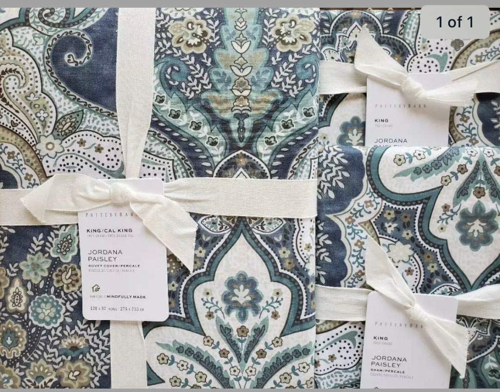 Pottery Barn Jordana Duvet Cover King/California King & Two King Shams~*Blue*~