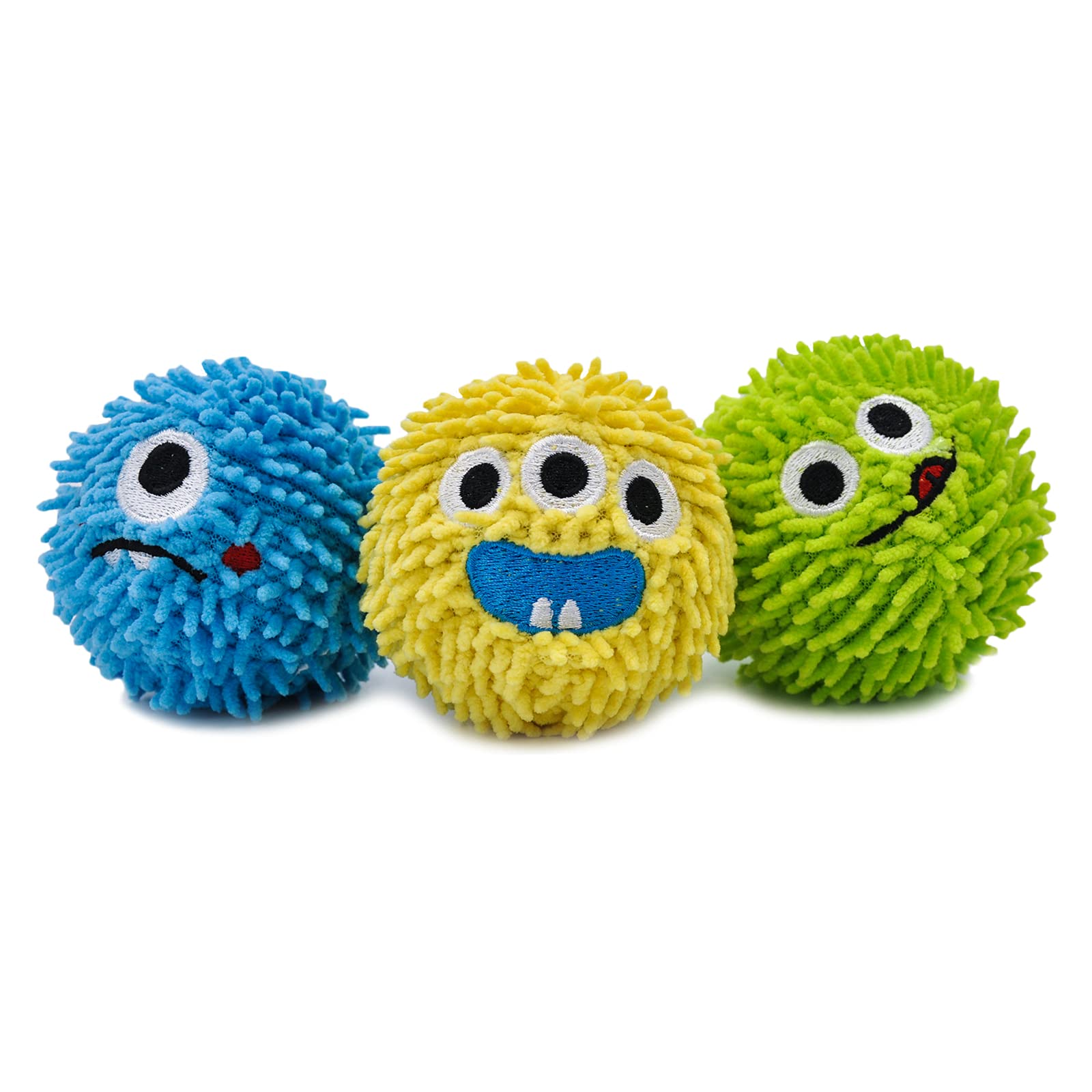 HugSmart Pet – Spiky Monster Dog Balls (3-Pack) | Plush Squeaky Ball for Dogs, Small, Medium Breeds ｜No Stuffing, Interactive Fetch, Squeaky Dog Toys for Aggressive Chewers, Designed in Canada