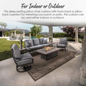 RSH DECOR: Deep Seating Foam Cushion Set | 24” x 24” Seat | All-Weather Spun Fabric | Water and Fade-Resistant | Outdoor Chair Cushion Set for Patio Furniture | Casco Pewter