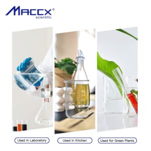 Maccx Sturdy Glass Beakers, 5 Sizes of 50ml 100ml 250m 500ml 1000ml,3.3 Borosilicate Griffin Low Form with Printed Graduation, BKLS02-005