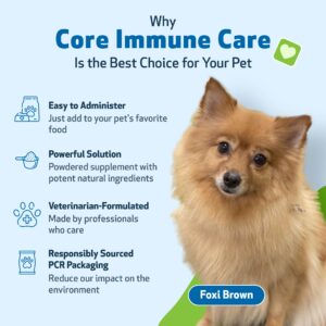 Pet Wellbeing Core Immune Care for Dogs & Cats - Daily Antioxidant Support for Pets of All Ages - Vet-Formulated - 3.7 oz (105 g) Powder