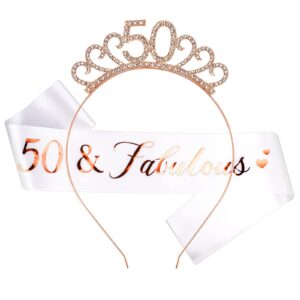 cieher 50th birthday gifts for women, 50th birthday sash and 50th birthday tiara set, 50th birthday decorations women turning 50 birthday party favors