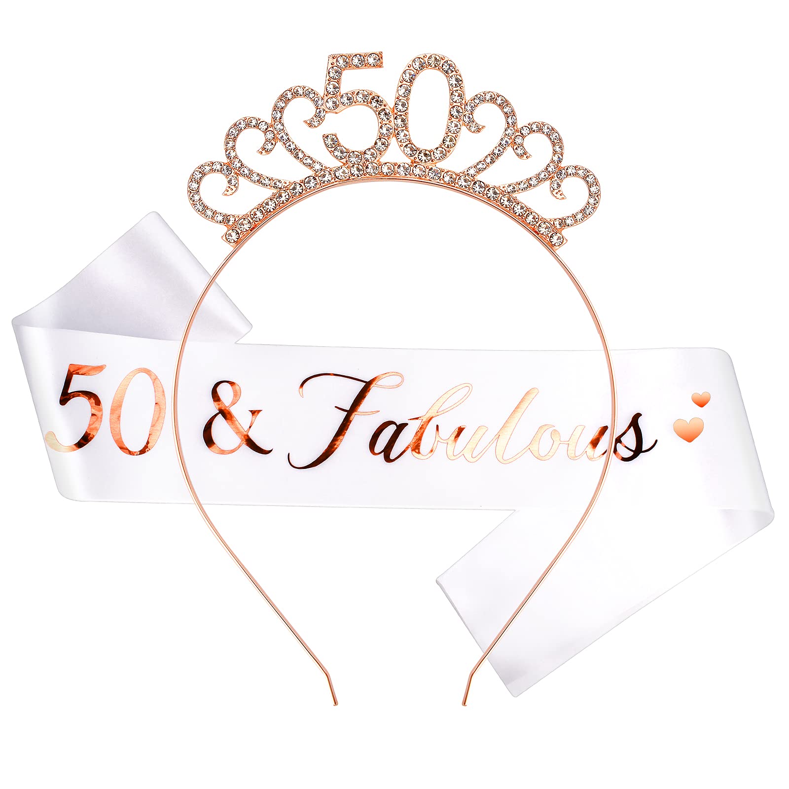 CIEHER 50th Birthday Gifts for Women, 50th Birthday Sash and 50th Birthday Tiara Set, 50th Birthday Decorations Women Turning 50 Birthday Party Favors