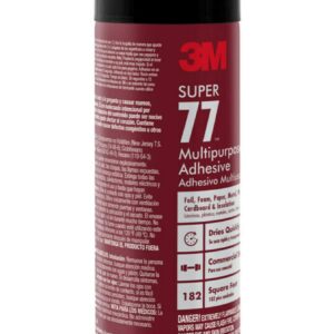 3M Super 77 Multipurpose Spray Adhesive, 13.8 oz., Provides Secure Bond In 15 Seconds, Dries Clear, Ideal For Plastic, Glass, Paper, Fabric, Wood, Foam, Cardboard, Fiberglass & More (77-DSC)