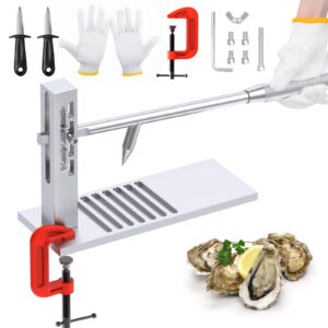 buttwo oyster shucker, stainless steel oyster opener tool set clam machine with oyster shucking knife seafood tools for hotel and family buffet, silver