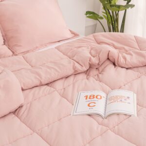 recyco twin/twin xl comforter set for college girls boys, duvet insert bed comforters & sets with pillow sham, lightweight ultra soft quilted down alternative comforter, blush pink