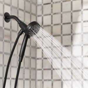 Moen Engage Magnetix Matte Black 3.5-Inch Six-Function Detachable Handheld Showerhead with Magnetic Docking System, 26100BL