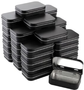 lawei 40 pack metal rectangular empty hinged tins - black matte mini portable box containers small storage kit for home organizer storage drawing pin jewelry crafts