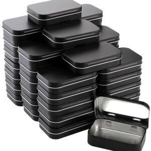 Lawei 40 Pack Metal Rectangular Empty Hinged Tins - Black Matte Mini Portable Box Containers Small Storage Kit for Home Organizer Storage Drawing Pin Jewelry Crafts