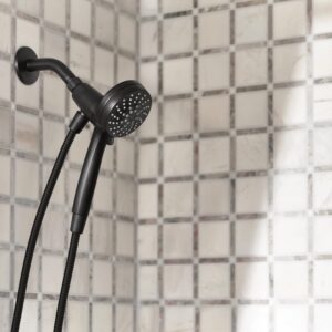 Moen Engage Magnetix Matte Black 3.5-Inch Six-Function Detachable Handheld Showerhead with Magnetic Docking System, 26100BL