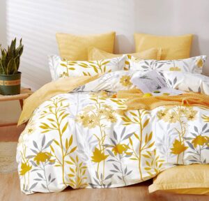 sleepbella duvet cover set 600 thread count cotton bedding set (twin, yellow)