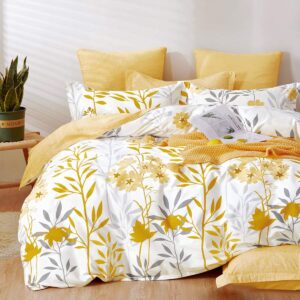 SLEEPBELLA Duvet Cover Set 600 Thread Count Cotton Bedding Set (Twin, Yellow)