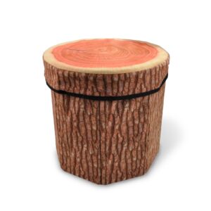 chefan fruit storage stool ottoman,tree stump stool, cute folding storage toy box, collapsible storage seat chest, wood stump organizer stool for toy, cloth and kids