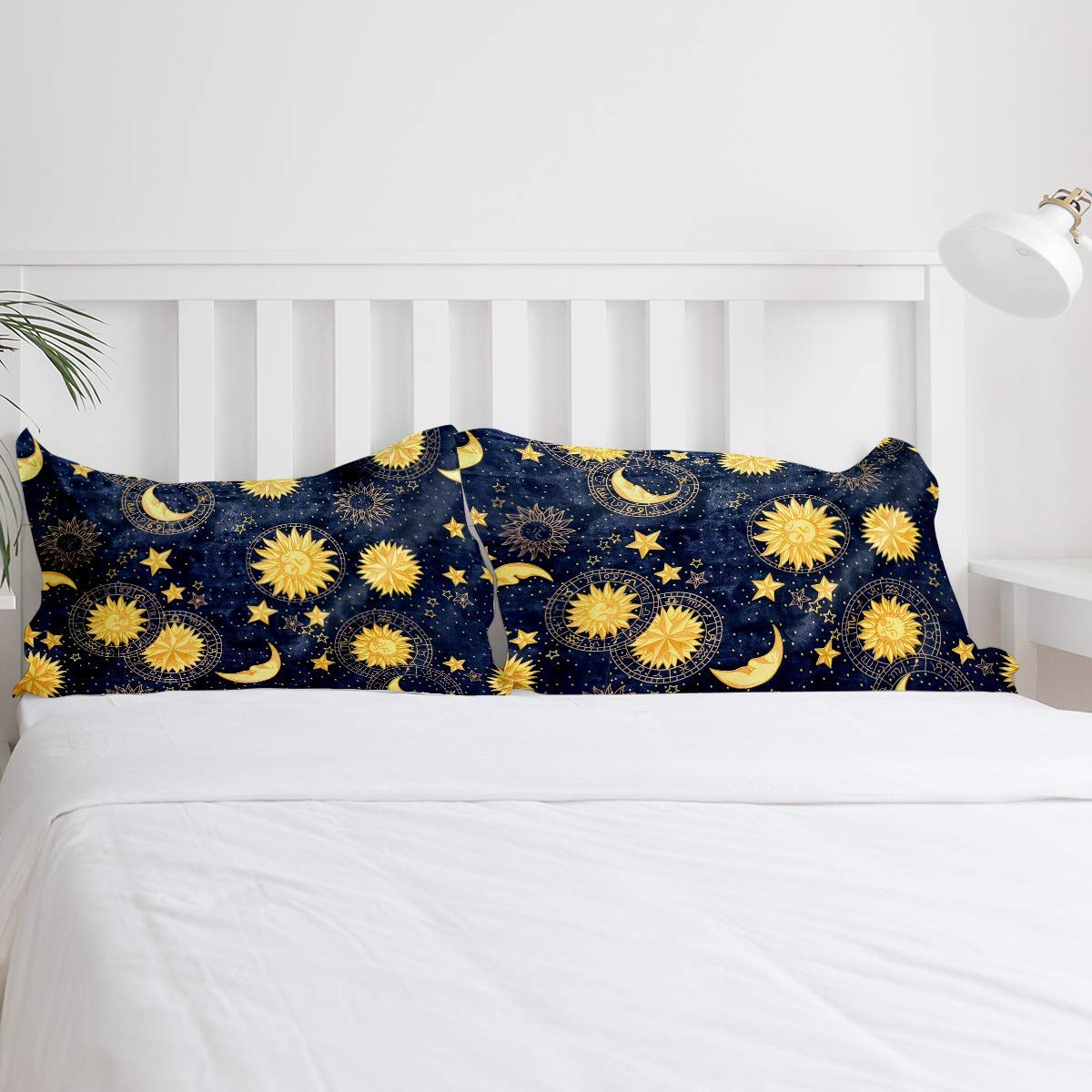 FarmBed Boho Yellow Sun Moon Flowers Stars 3-Piece Bedding Sets Luxury Soft Duvet Cover Queen,Microfiber Bet Comforter Protector with Pillow Shams for Women Men Teens,Bohemian Hippie Art