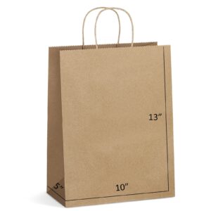 eupako kraft shopping bags 10x5x13 100 pcs brown paper bags with handles, kraft paper gift bags bulk, party favor bags, merchandise bags, retail bags