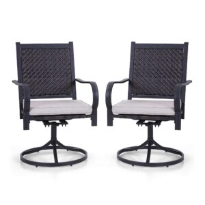 sophia & william outdoor swivel dining chairs with cushion wicker patio rattan chairs set of 2 support 350 lbs for garden, lawn, balcony and poolside all weather