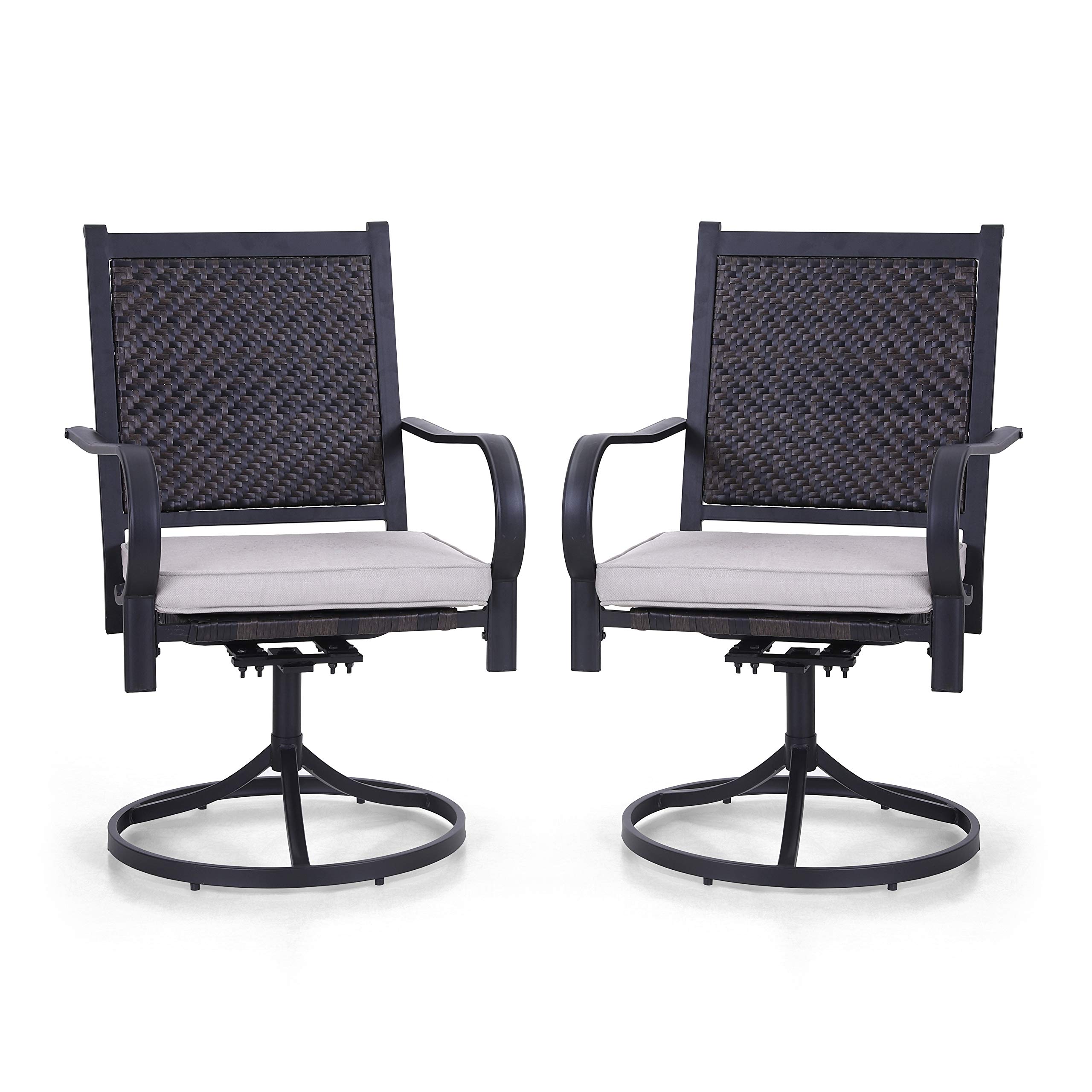 Sophia & William Outdoor Swivel Dining Chairs with Cushion Wicker Patio Rattan Chairs Set of 2 Support 350 lbs for Garden, Lawn, Balcony and Poolside All Weather