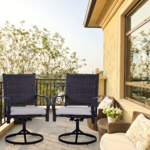 Sophia & William Outdoor Swivel Dining Chairs with Cushion Wicker Patio Rattan Chairs Set of 2 Support 350 lbs for Garden, Lawn, Balcony and Poolside All Weather