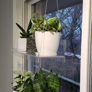 SUPREMETECH Hanging Acrylic Shelves for Windows (16" Wide, 1 Shelf - 26" Tall)