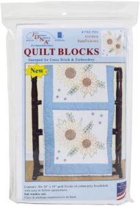 jack dempsey golden sunflowers quilt blocks, white