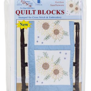 Jack Dempsey Golden Sunflowers Quilt Blocks, White