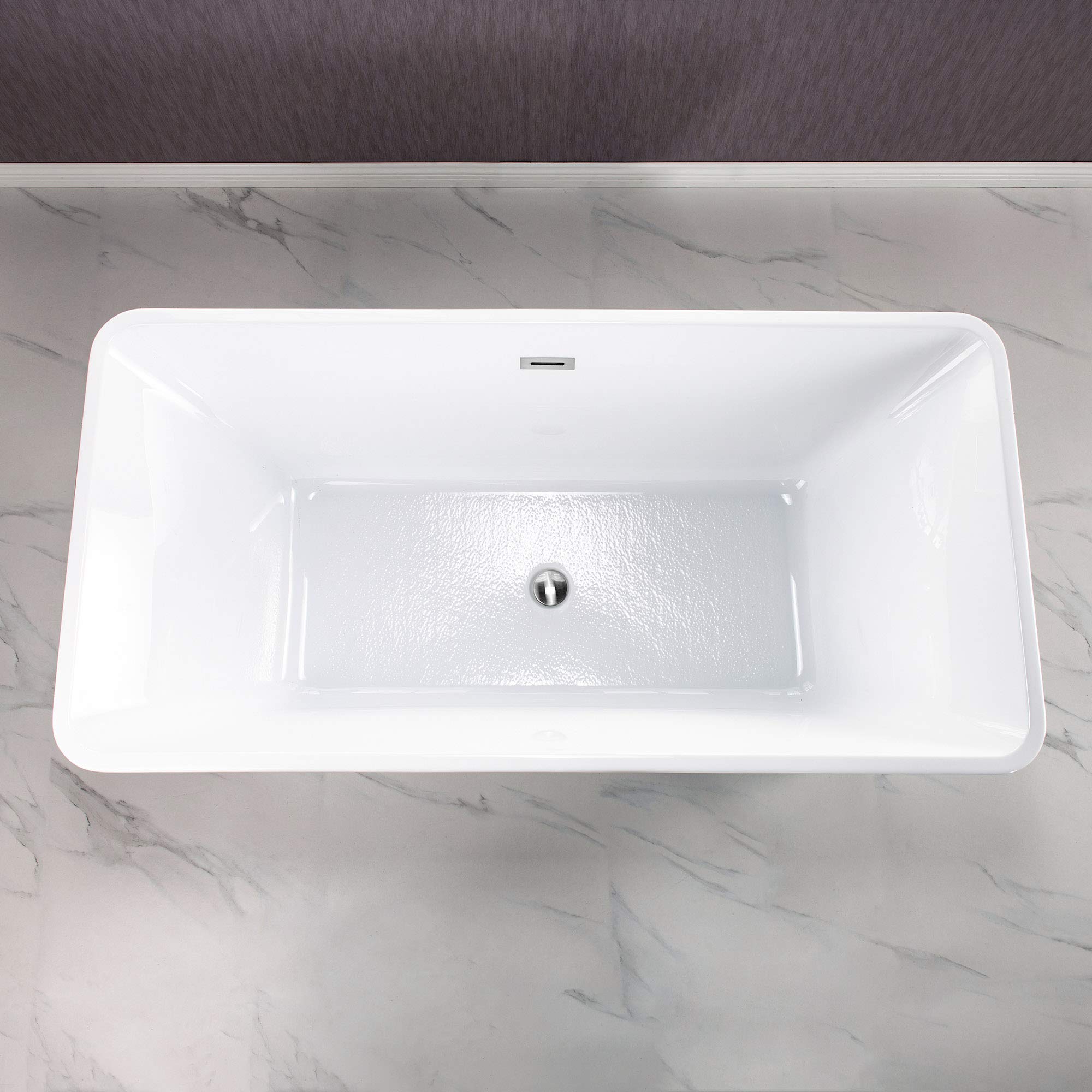 WOODBRIDGE 59" Freestanding Acylic Soaking Bathtub with White, Drain and Overflow inBrushed, BTA1509-B/N-Drain &O + Pillow, with Brushed Nickel Drian