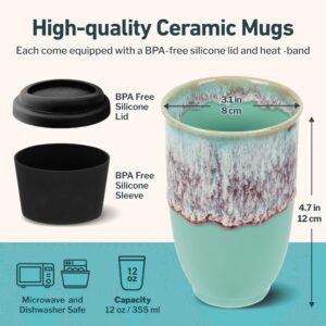 NOVA CERAMICS Travel Mug - Travel Coffee Mug – Reusable Coffee Cup Unique To Go Mug – Microwave & Dishwasher Safe Coffee Tumbler - Gifts For Women Men Him Her – 12oz - Nebula