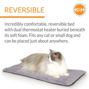 K&H Pet Products Heated Thermo-Kitty Mat, Indoor Heated Cat Bed, Pet Heat Pad for Indoor Cats and Small Dogs, Cat Heating Pad, Electric Thermal Warming Cat Bed Mat, Gray 12.5 X 25 Inches